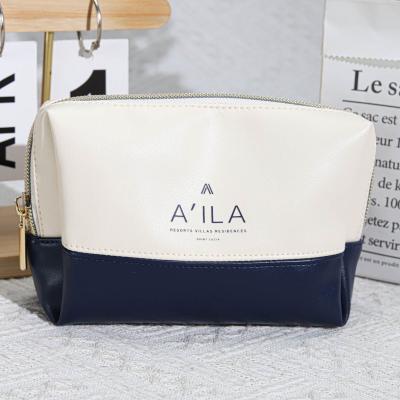 China Custom Embossed PU Leather Cosmetic Zipper Bag Waterproof 4x6 Inch Logo Printing for sale