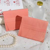 China Orange Velvet Jewelry Pouch 12x10 cm with Emboss Logo Custom Suede Gift Envelope Bag for sale