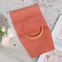 China Orange Velvet Jewelry Pouch 12x10 cm with Emboss Logo Custom Suede Gift Envelope Bag for sale