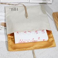 China Custom Logo Jute Envelope Pouch with Ribbon 100pcs Eco Friendly Linen Scarf Bag for sale