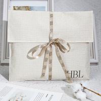 China Custom Logo Jute Envelope Pouch with Ribbon 100pcs Eco Friendly Linen Scarf Bag for sale