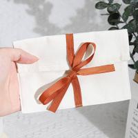 China Custom Cotton Canvas Envelope Pouch 4x6 inch Organic Cosmetic Storage Bag with Bow for sale