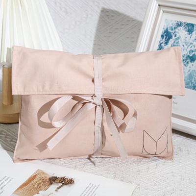 China Custom Recyclable Cotton Twill Envelope Bag with Ribbon String 8x10 Inch for Clothes Storage for sale