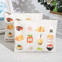China Custom Printed Canvas Cosmetic Zipper Pouch 8oz Organic Natural Makeup Brush Storage Bag 10x15cm for sale