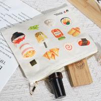 China Custom Printed Canvas Cosmetic Zipper Pouch 8oz Organic Natural Makeup Brush Storage Bag 10x15cm for sale