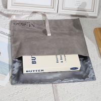 China Custom Grey Velvet Garment Envelope Pouch with Bow High End Suede Gift Bag 8x10 Inch for sale