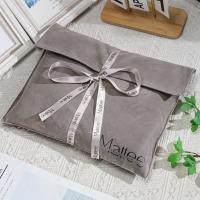 China Custom Grey Velvet Garment Envelope Pouch with Bow High End Suede Gift Bag 8x10 Inch for sale