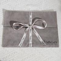 China Custom Grey Velvet Garment Envelope Pouch with Bow High End Suede Gift Bag 8x10 Inch for sale