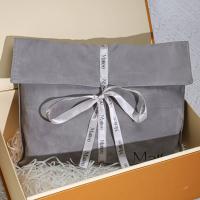 China Custom Grey Velvet Garment Envelope Pouch with Bow High End Suede Gift Bag 8x10 Inch for sale