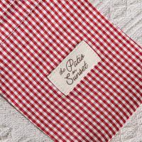 China Reusable Red Plaid Cotton Drawstring Packing Bag with Fabric Label 20x25cm for Perfume Storage for sale