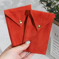 China Custom Logo Suede Envelope Pouch 10x15 cm for Jewelry Glasses Storage Bag with Button for sale
