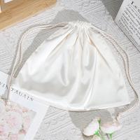 China Custom Satin Drawstring Dust Bag 4x6 Inch White Faux Silk Storage Pouch for Handbags Jewelry for sale