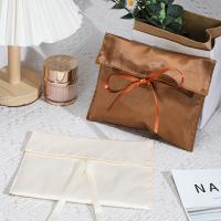 China Custom Luxury Satin Envelope Packing Pouch With Ribbon Bow Free Design Satin Envelope Gift Bag for sale