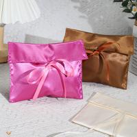 China Custom Luxury Satin Envelope Packing Pouch With Ribbon Bow Free Design Satin Envelope Gift Bag for sale