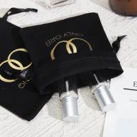 China Reusable Black Cotton Twill Jewelry Packing Bag With Logo Custom Design Cotton Drawstring Perfume Pouch for sale