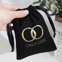 China Reusable Black Cotton Twill Jewelry Packing Bag With Logo Custom Design Cotton Drawstring Perfume Pouch for sale