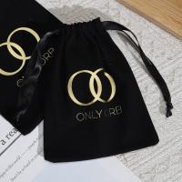 China Reusable Black Cotton Twill Jewelry Packing Bag With Logo Custom Design Cotton Drawstring Perfume Pouch for sale