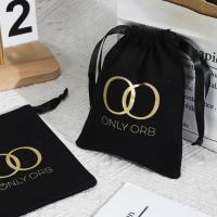 China Reusable Black Cotton Twill Jewelry Packing Bag With Logo Custom Design Cotton Drawstring Perfume Pouch for sale