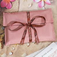 China Luxury Pink Suede Gift Envelope Packing Bag With Ribbon Customized Velvet Book Clothing Storage Envelope Pouch With Satin Lining for sale