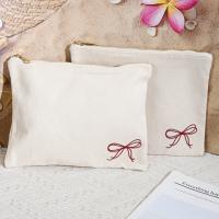 China Eco-friendly Natural 8oz Canvas Makeup Zipper Bag Customized Embroidery Logo Brush Cosmetic Storage Zipper Canvas Pouch for sale