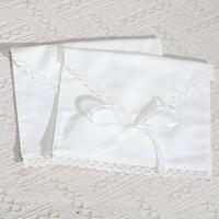 China Luxury Lace Edge Cotton Linen Envelope Wedding Gift Packing Bag Custom Cotton Linen Envelope Pouch With Bow for sale