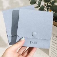China Custom Embossing Logo Microfiber Jewelry Envelope Packing Pouch Square Bottom Microfiber Envelope Bag With Button for sale