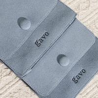China Custom Embossing Logo Microfiber Jewelry Envelope Packing Pouch Square Bottom Microfiber Envelope Bag With Button for sale