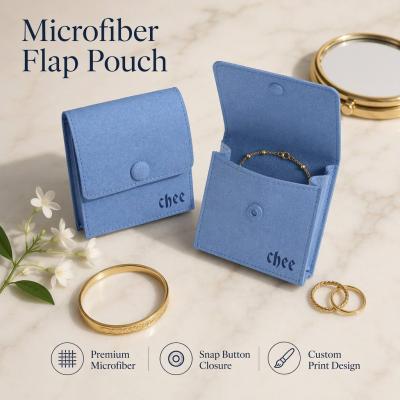 China Square Bottom Microfiber Envelope Jewelry Packing Pouch Custom Embossing Logo Microfiber Bracelet Earrings Storage Bag for sale