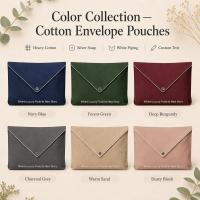 China Reusable Cotton Envelope Pouch For Book Scarf Navy Blue Cotton Envelope Gift Packing Bag With Button for sale