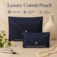 China Reusable Cotton Envelope Pouch For Book Scarf Navy Blue Cotton Envelope Gift Packing Bag With Button for sale