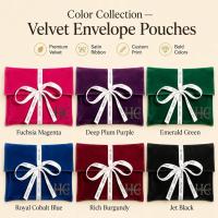 China Pink Suede Flap Scarf Book Storage Pouch With Bow Custom Logo Printed Velvet Envelope Packing Bag for sale