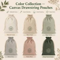 China Natural Canvas Cosmetic Storage Drawstring Dust Pouch Custom Embroidery Logo Cotton Canvas Skincare Perfume Packing Bag for sale
