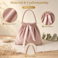 China Custom Velvet Drawstring Packaging Pouch With Handle Pink Soft Velvet Underwear Handbag Drawstring Dust Bag for sale