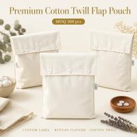 China Custom Beige Cotton Twill Envelope Pouch For Clothing Cosmetic Book Cotton Twill Envelope Packing Bag With Button for sale