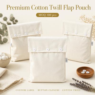 China Custom Beige Cotton Twill Envelope Pouch For Clothing Cosmetic Book Cotton Twill Envelope Packing Bag With Button for sale