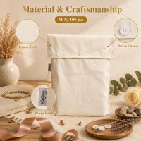 China Custom Beige Cotton Twill Envelope Pouch For Clothing Cosmetic Book Cotton Twill Envelope Packing Bag With Button for sale