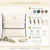 China Custom Wavy Edge Cotton Twill Envelope Gift Bag Beige Cotton Twill Envelope Packing Pouch With Logo for sale