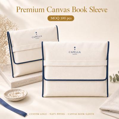 China Custom Wavy Edge Cotton Twill Envelope Gift Bag Beige Cotton Twill Envelope Packing Pouch With Logo for sale