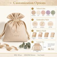 China Custom Logo Champagne Drawstring Perfume Dust Bag Soft Velvet Drawstring Cosmetic Storage Pouch for sale