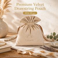 China Custom Logo Champagne Drawstring Perfume Dust Bag Soft Velvet Drawstring Cosmetic Storage Pouch for sale