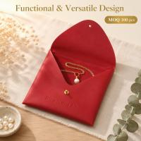 China Waterproof Pu Leather Envelope Pouch For Jewelry Custom Emboss Logo Pu Leather Purse Eye Shadow Palette Packaging Flap Bag for sale
