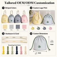 China Custom Vertical Striped Cotton Drawstring Dust Bag With Handle Round Bottom Cotton Candle Wine Packing Drawstring Pouch With Embroidery Logo for sale
