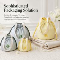 China Custom Vertical Striped Cotton Drawstring Dust Bag With Handle Round Bottom Cotton Candle Wine Packing Drawstring Pouch With Embroidery Logo for sale