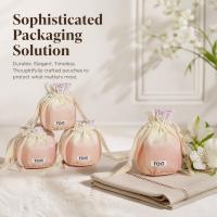 China Round Bottom Polyester Candle Packing Bag With Fabric Label Custom Logo Printing Polyester Drawstring Gift Pouch for sale