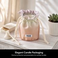 China Round Bottom Polyester Candle Packing Bag With Fabric Label Custom Logo Printing Polyester Drawstring Gift Pouch for sale