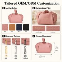 China Waterproof Luxury Pu Leather Makeup Zipper Bag With Handle Custom Pu Leather Zipper Dust Handle Pouch For Cosmetic for sale