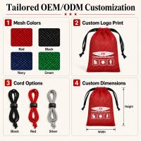 China Custom Logo Printing Nylon Mesh Drawstring Dust Bag For Toiletries Red Nylon Candle Soap Storage Drawstring Pouch for sale
