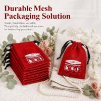 China Custom Logo Printing Nylon Mesh Drawstring Dust Bag For Toiletries Red Nylon Candle Soap Storage Drawstring Pouch for sale