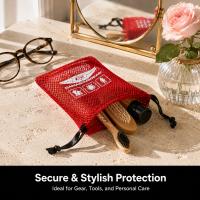 China Custom Logo Printing Nylon Mesh Drawstring Dust Bag For Toiletries Red Nylon Candle Soap Storage Drawstring Pouch for sale