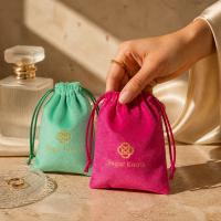 China Customized Soft Velvet Perfume Jewelry Drawstring Gift Bag With Logo Durable Flannel Drawstring Watch Accessories Drawstring Packing Pouch for sale